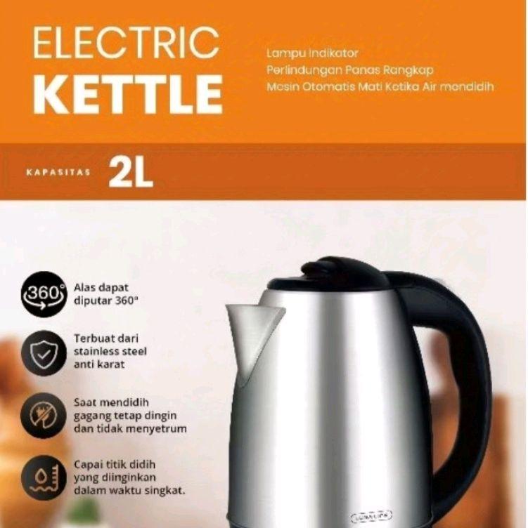 Kettle Listrik 2L Luna Life Stainless Steel LK-502 dengan Penyaring ...