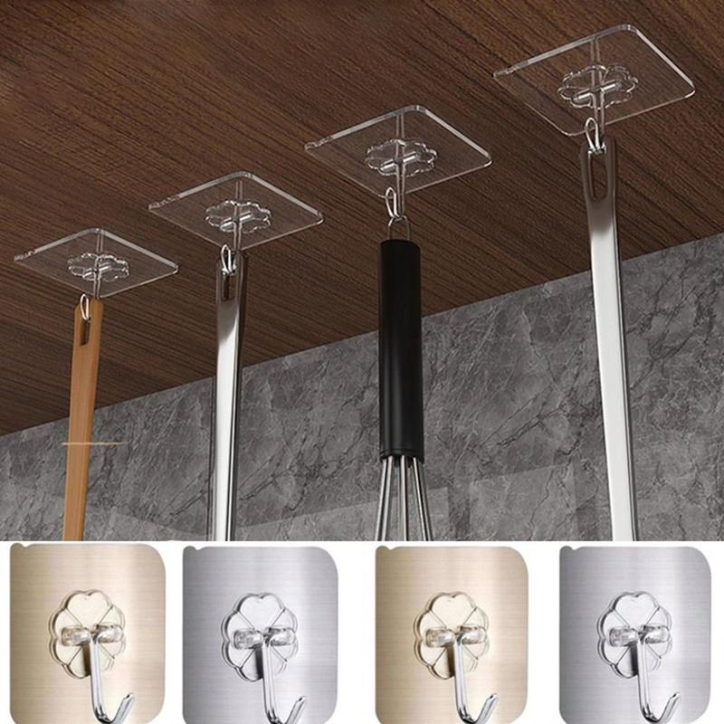 onetwtt 1/3PCS Transparent Punch-free Self-adhesive Hooks Transparent ...
