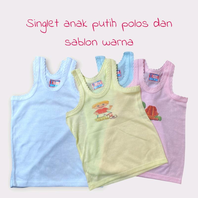 Singlet anak putih polos dan sablon warna usia 1-5 tahun unisex - Shop ...