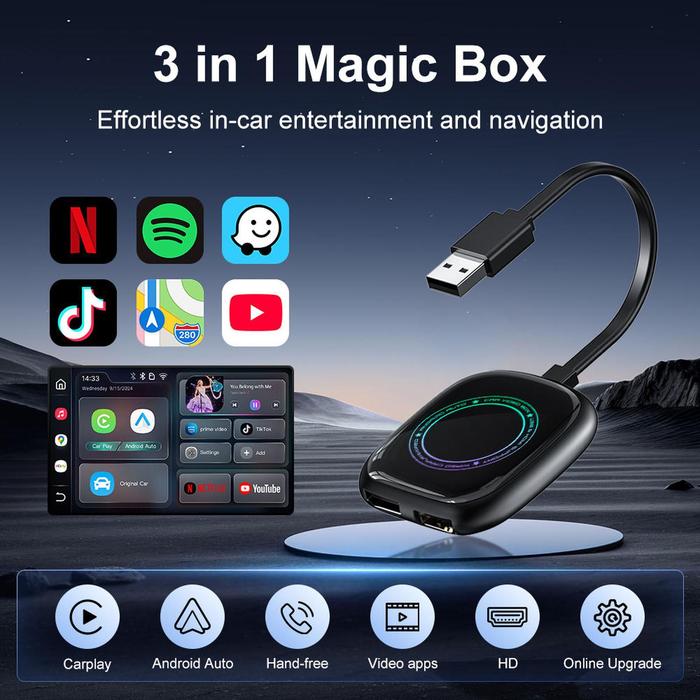 Jual CarPlay Android Auto Adapter Y4 2/16GB Wireless Wired USB Dongle ...