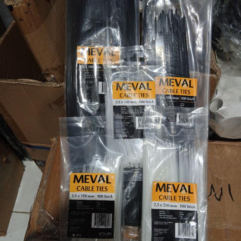 Cable Ties Meval 10 15 20 30 CM Bahan Nylon, Kabel ties 1 plastik isi ...