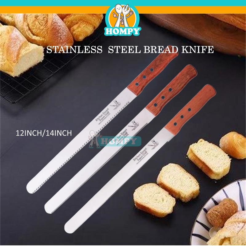 12/ 14 inch Stainless Steel Bread Knife with Wooden Handle Bread ...