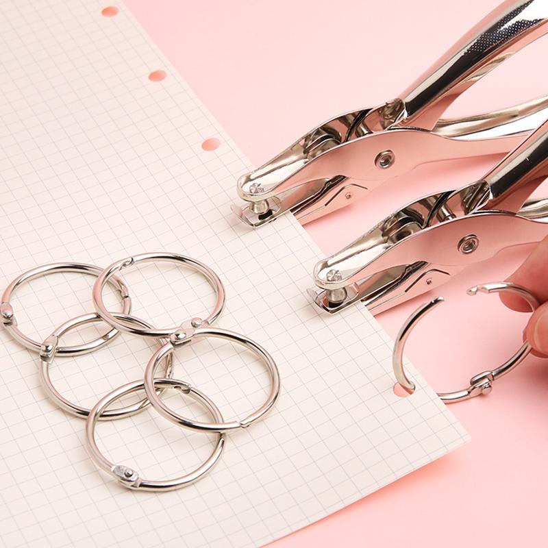 Handheld One Hole Metal Plier Puncher with Rings Loose-Leaf Paper ...