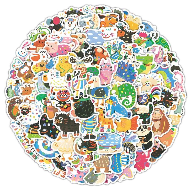 100pcs Waterproof stickers with painted small animals - TikTok Shop ...