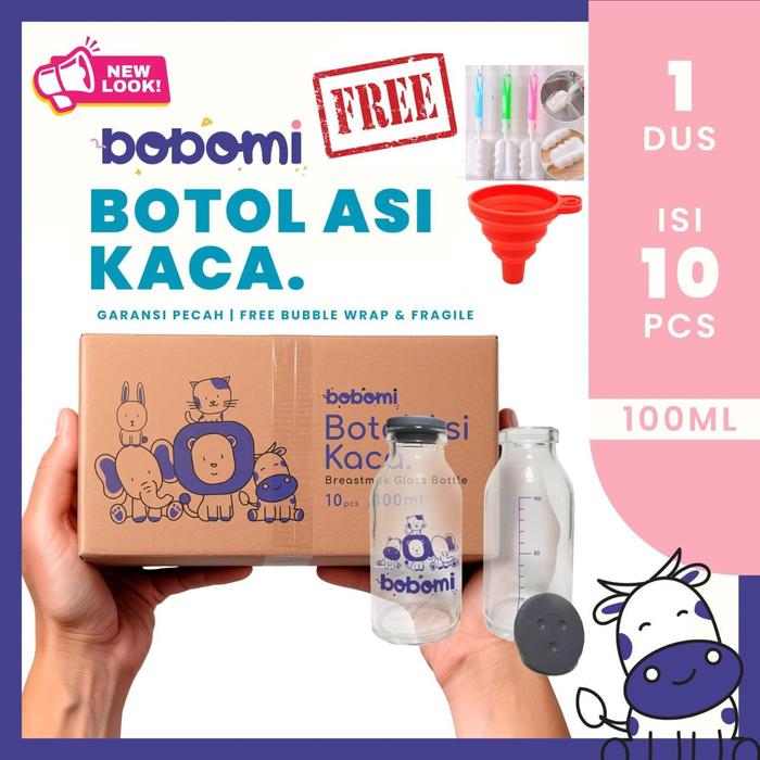 Jual Bobomi Set 10 PCS Botol Asi Kaca Bobomi Ukuran 100 Ml BPA Free ...