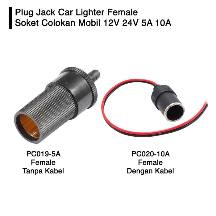 Jual Soket Socket Car Lighter Jack Colokan Mobil Betina Female Kabel 12 ...