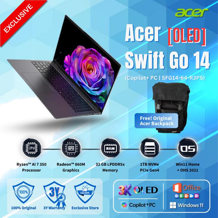 Promo Acer Swift Go 14 AI | Ryzen AI 7 350 32GB 1TB SSD W11+OHS | 14.0 ...