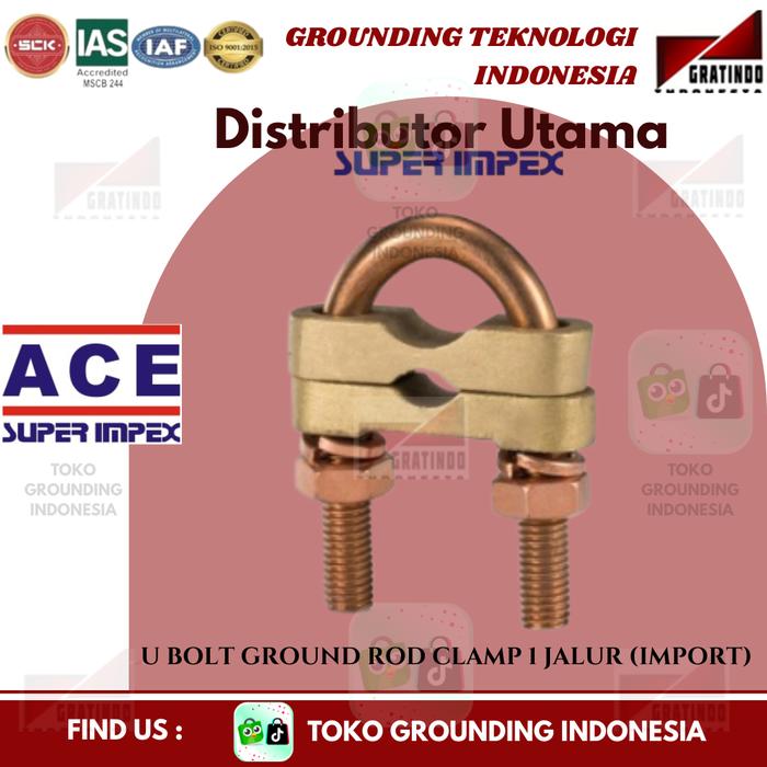 Jual U Bolt Ground Rod Klem 1 Jalur 50-120mm (Import) / Ground Clamp ...