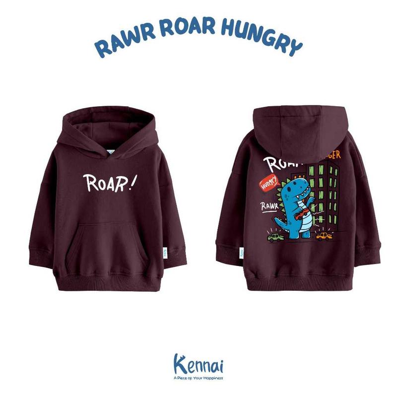 Kennai Hoodie Art Anak Sweater RAWR ROAR HUNGRY Anak unisex usia 1-12th ...