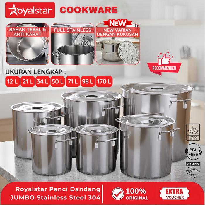 Promo [COD] Royalstar Panci Dandang JUMBO Kapasitas 12L - 170L Bahan ...