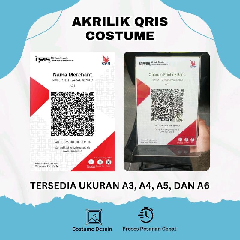 Akrlik Qris Barcode Pembayaran Online Ukuran Costume A6/A5/A4/A3 - Shop ...