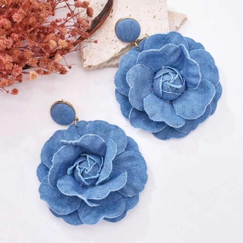 Fashion Handmade Blue Rose Earrings Denims Ornament Denim Blue - TikTok ...