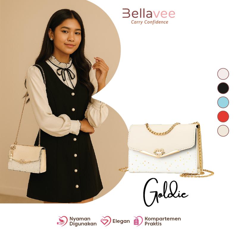 Bellavee Goldie Clutch Selempang Wanita - Tas Bahu Rantai Wanita, Kondangan, Pesta & Formal ...