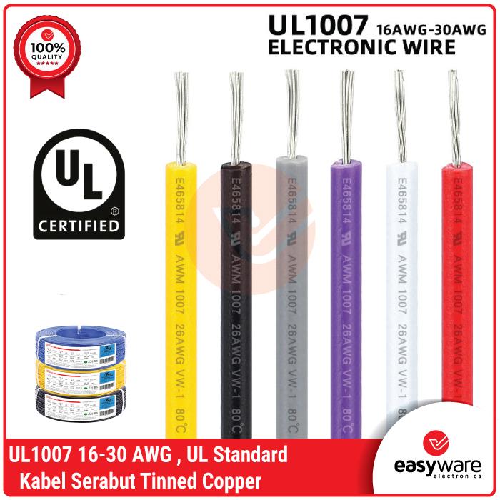 Jual Kabel AWG 18 20 22 24 26 28 30 AWG Silver Tinned UL1007 Standar ...