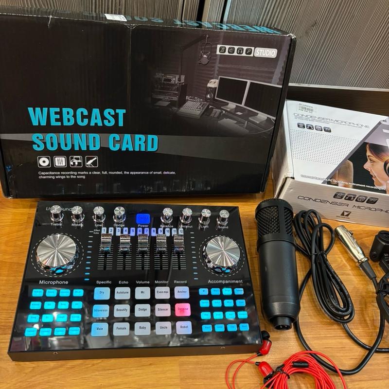 K1 sound card with bm800 condenser microphone /hf for live streaming ...