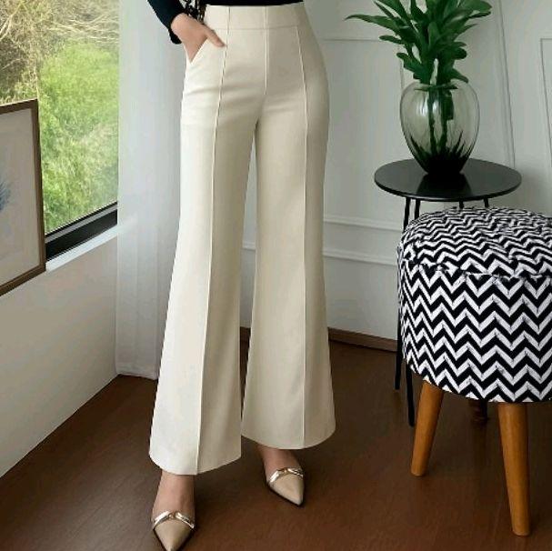Celana Panjang Wanita Scuba Cutbray Fit And Flare Pants Highwaist Bahan ...
