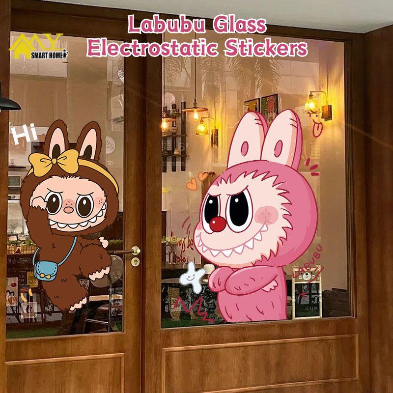 4 Sizes Labubu Creative Glass Electrostatic Stickers, Cartoo - TikTok ...