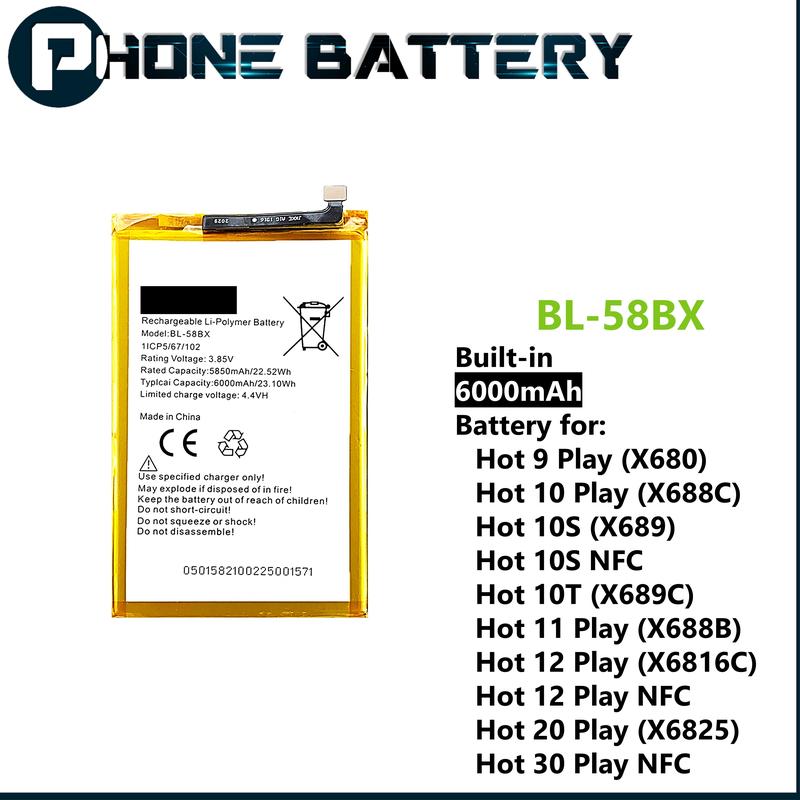 No Brand Battery BL-58BX for Hot 9 Play / Hot 10 Play / Hot 10s ...