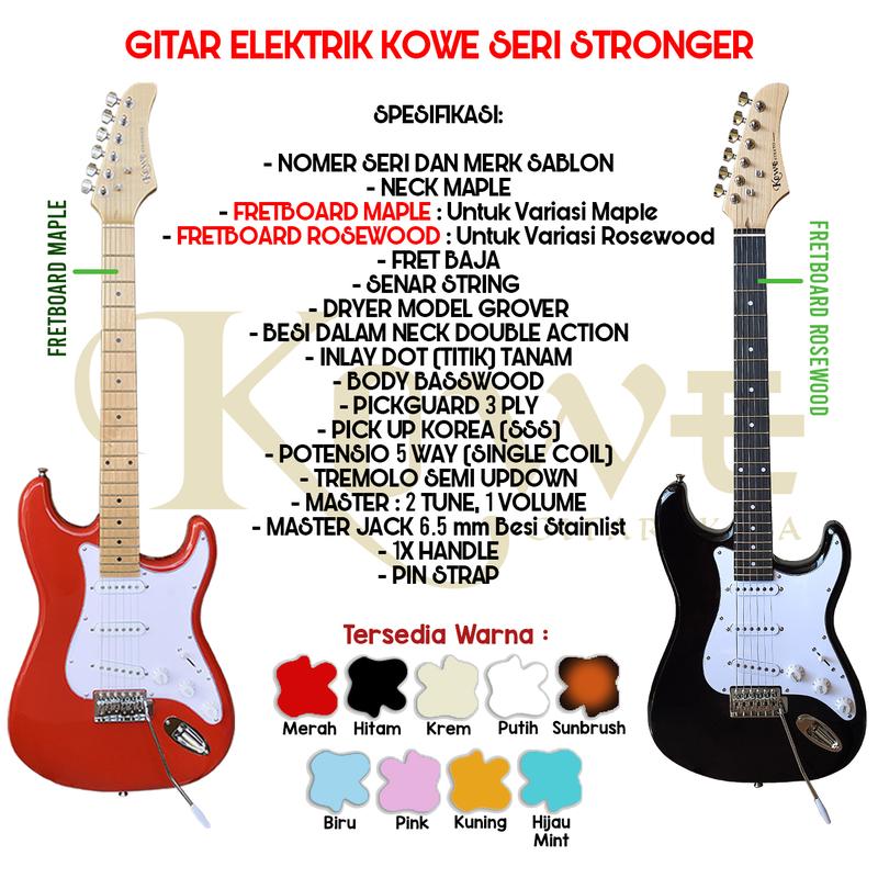 Original Gitar Elektrik atau Gitar Listrik KOWE Model Stronger SSS ...