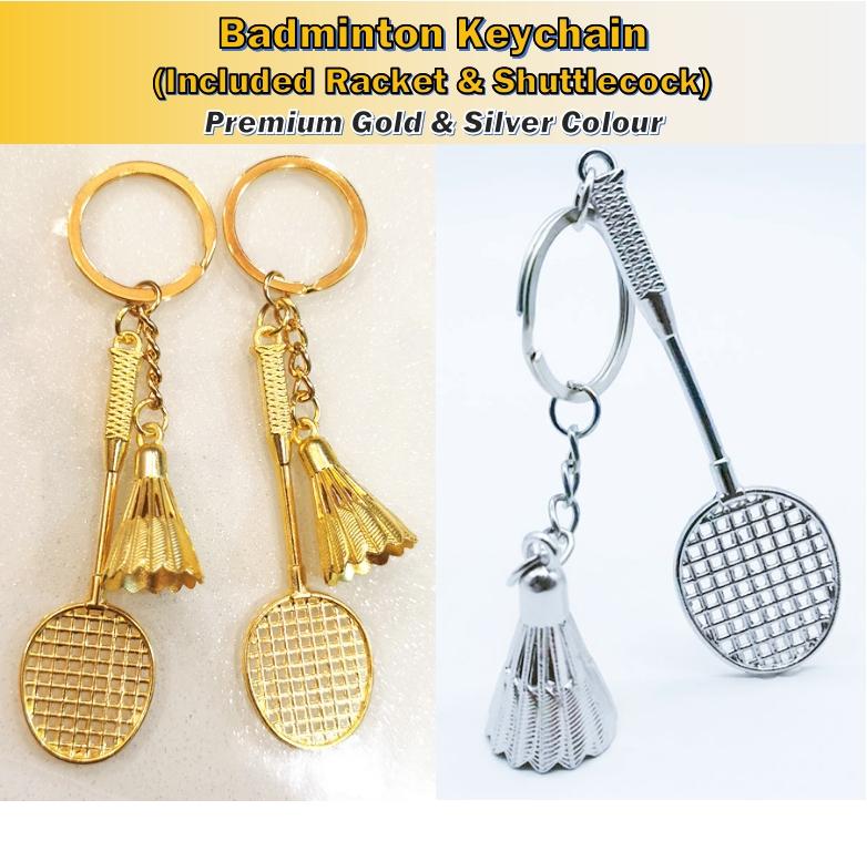 Badminton Keychain (Included Racket & Shuttlecock) Premium Gold ...
