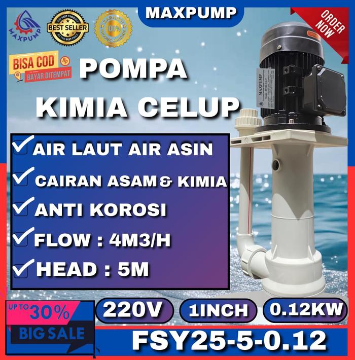 Promo MAXPUMP Pompa Kimia Celup Pompa Cairan Asam Industri Centrifugal ...