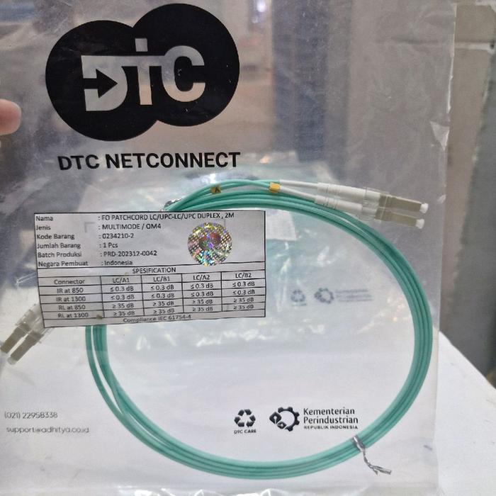 Jual DTC Patch Cord FO OM4 Multimode LC-LC Duplex Multimode 2Meter ...