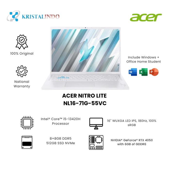 Jual Acer Nitro Lite NL16-71G-55VC - Intel Core i5 13420H 512GB SSD 16 ...