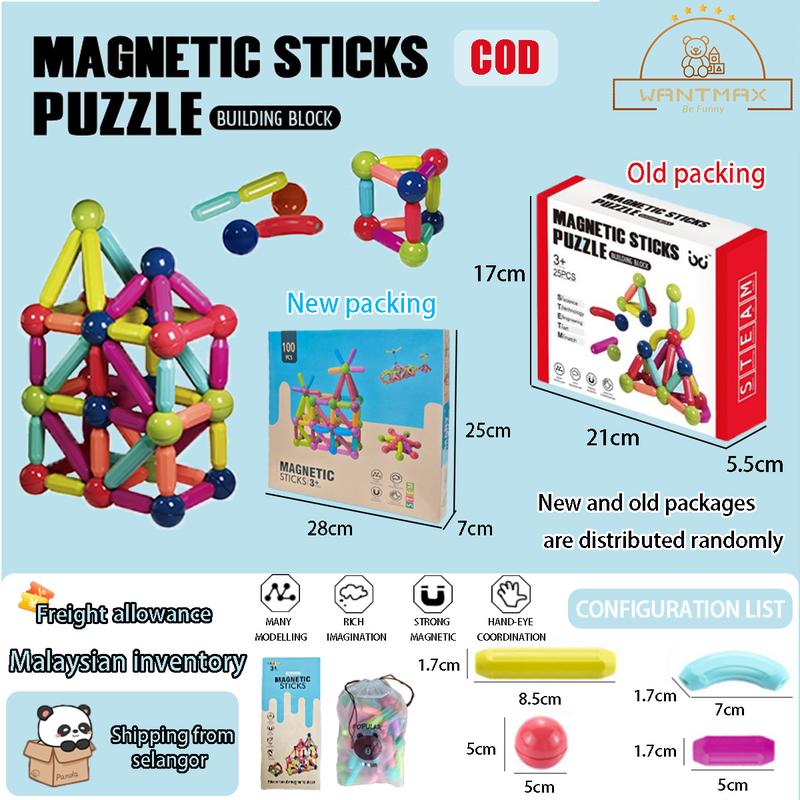 Teka-teki Tongkat Magnetik, Mainan Pendidikan Kanak-kanak, Blok ...