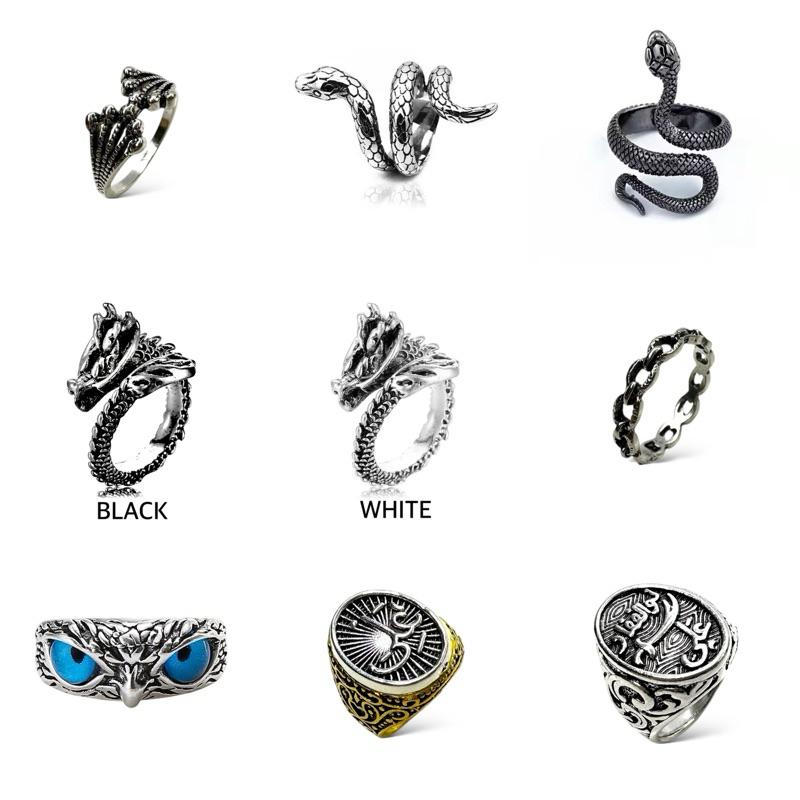 Cincin Pria Wanita Owl Putih Hitam Model Keren Rings - Shop | Tokopedia
