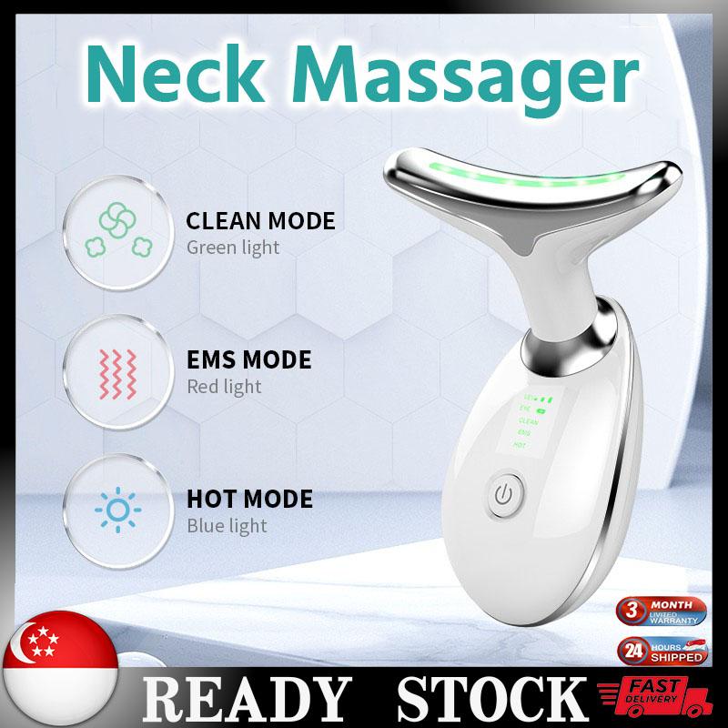 [STOCK]Neck Face Beauty Device 3 Colorful LED Skin Neck Massager ...