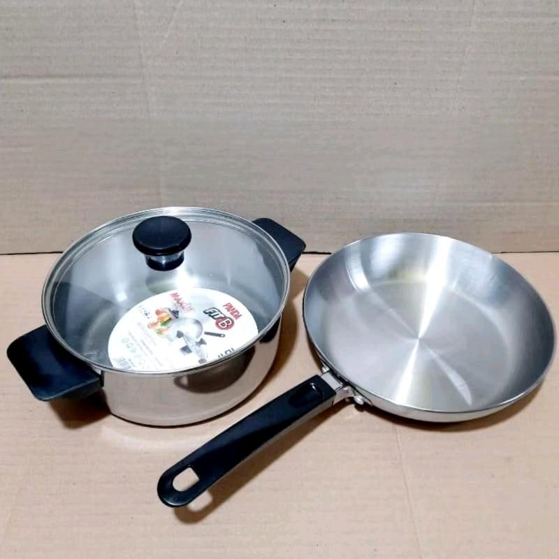 Panci set Maxim panda / Penggorengan stainless dan panci stainless ...