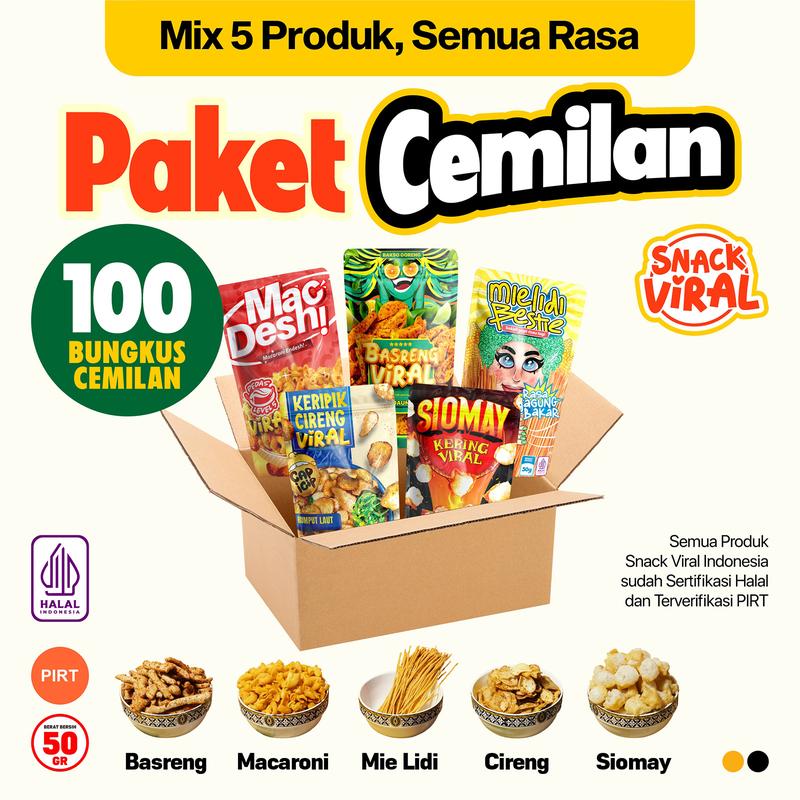 Snack Viral - Paket Camilan 100 Bungkus - Basreng, Makaroni, - Shop ...