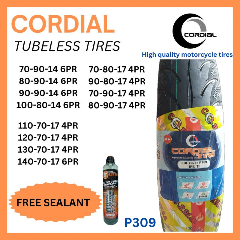 CORDIAL Tubeless Tires P309 70-90-14 80-90-14 90-90-14 100-80-14 ...