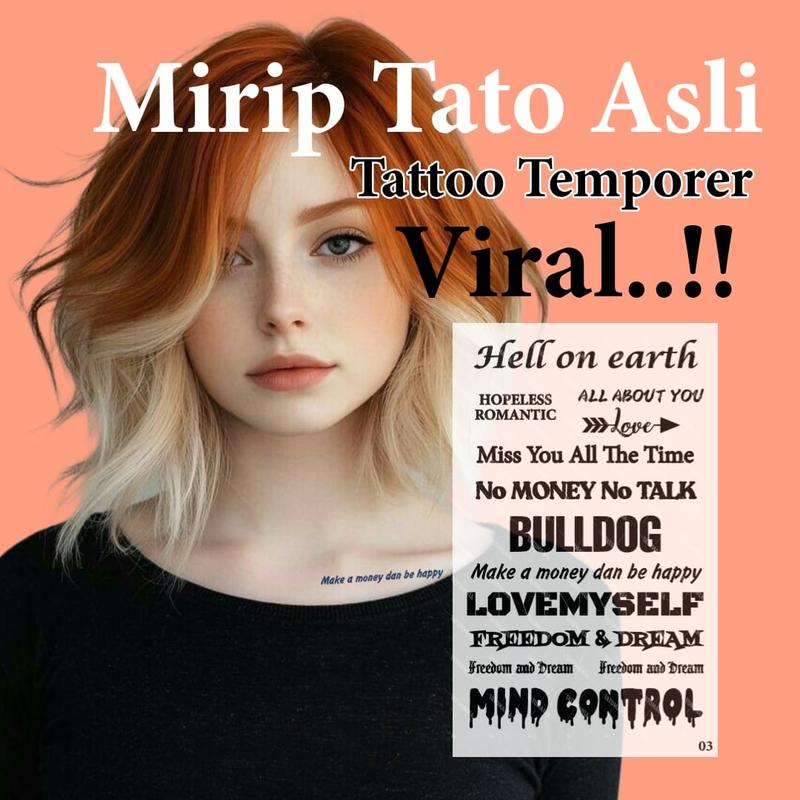 Stiker Tato Temporer Semi Permanent Motif TULISAN Tato Galeri - Shop ...