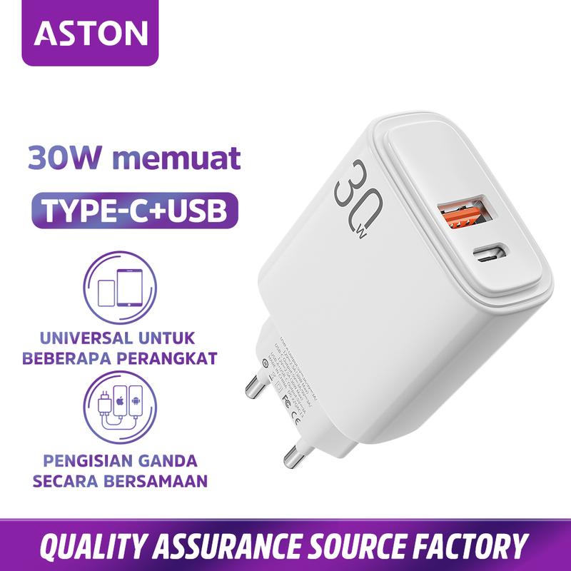 【Aston】Charger Fast Charging 30W Adaptor charger dengan pelabuhan Lian ...