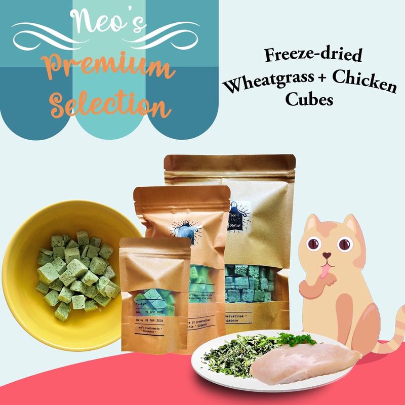 [SG Local] Freeze dried chicken breast with wheatgrass cube 10g 50g ...