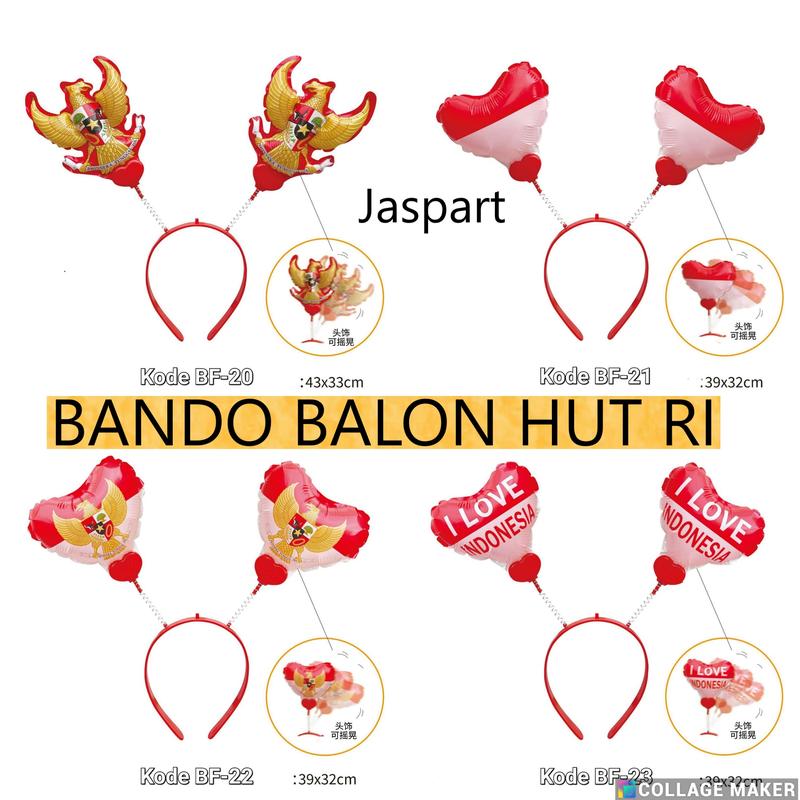 Bando Foil / Balon Foil bando MERAH PUTIH / Headband Balloon DIRGAHAYU ...