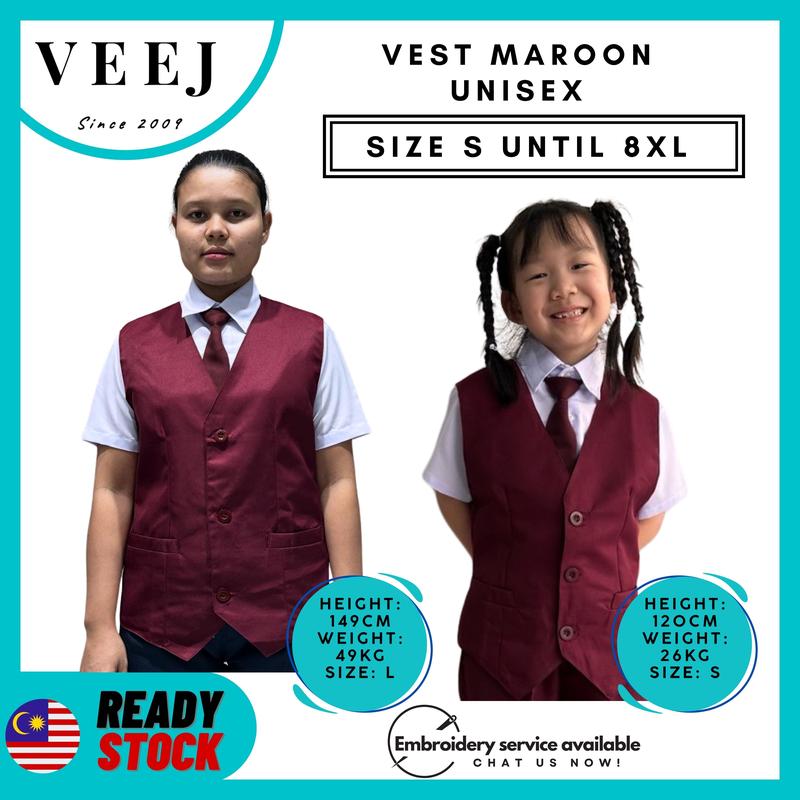 VEST MAROON MERUN 100% BERKUALITI POLYESTER PREMIUM VEST PENGAWAS ...