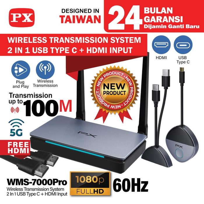 Promo Wireless HDMI Transmitter Receiver 2 in 1 HDMI USB Type C Laptop ...