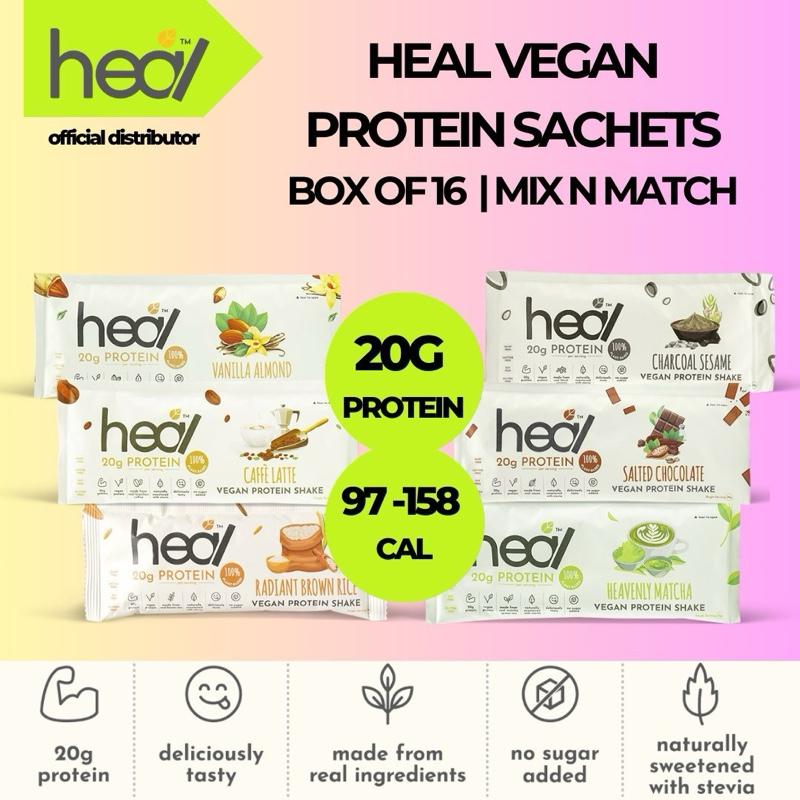 Heal VEGAN Protein powder sachets 20g protein, Low Cal, Natural ...