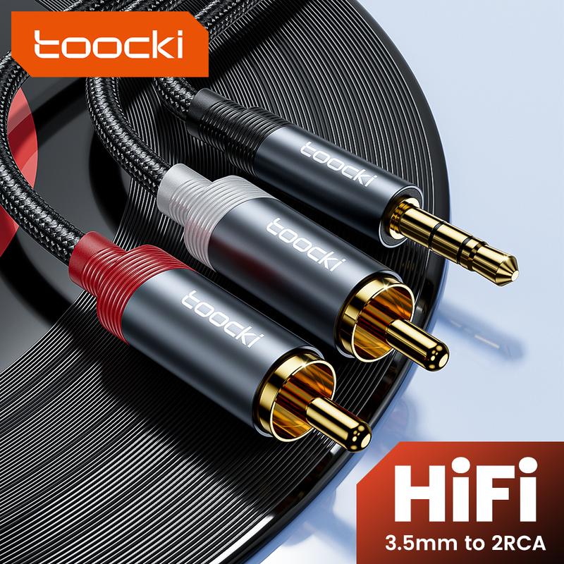 Kabel AUX RCA, Toocki, Bicu 3.5mm ke 2 RCA, Pemisah Kabel Audio, - TikTok Shop Malaysia