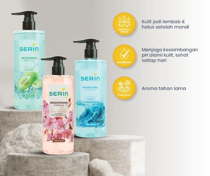 Jual SERIN Shower Gel Series Brightening Restoring Hydrating Sabun ...