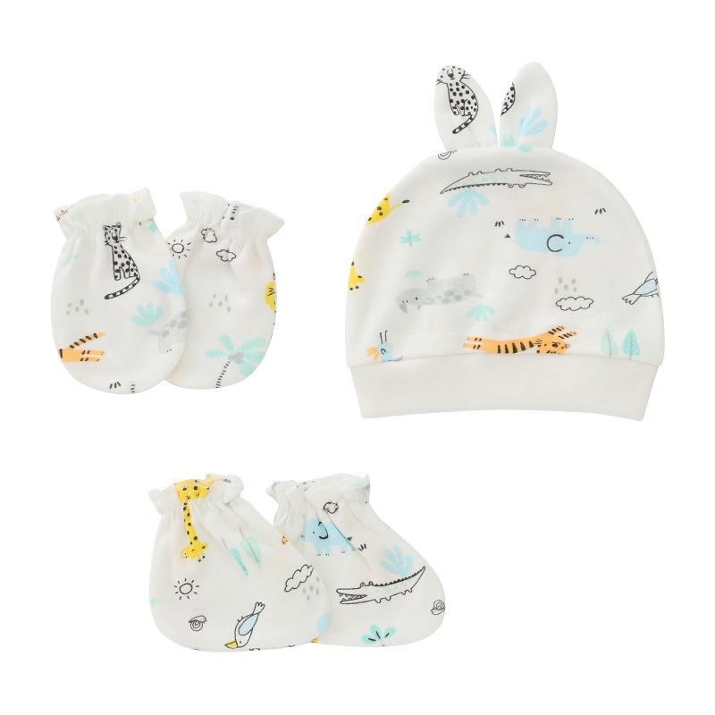 (Cute Ear) Newborn Baby Hat Baby Mittens Booties Set Baby Anti - TikTok ...