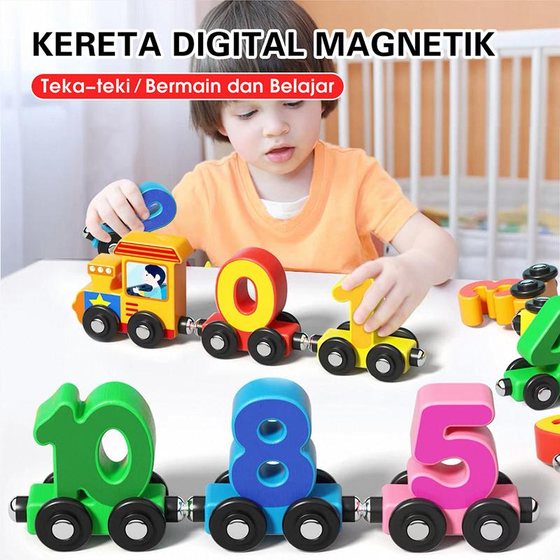 Set Kereta Magnet Kayu 12-Piece dengan Jalur Terhubung dan Angka - Shop ...