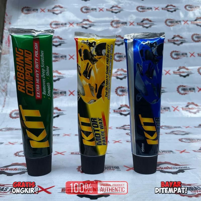PAKET 3 KIT MOTOR RUBBING COMPOUND POLISH + KIT PASTE WAX METALLIC ...