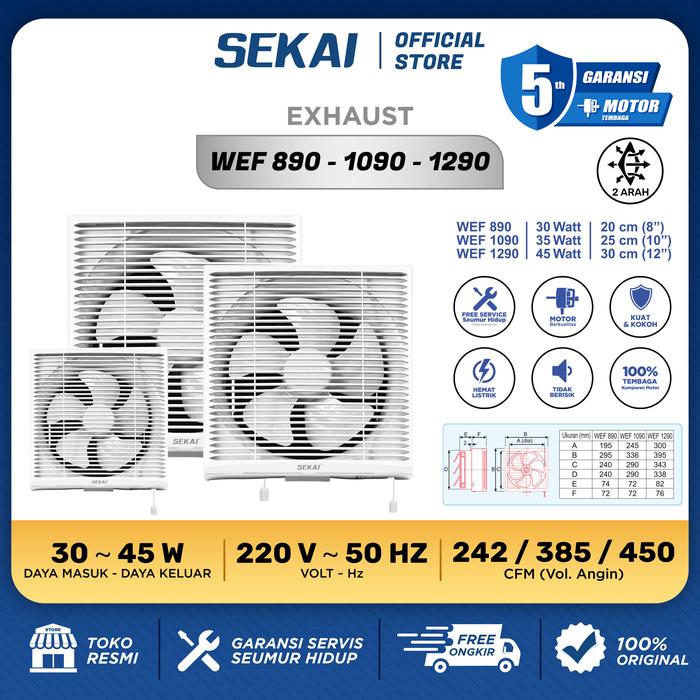 Promo SEKAI Exhaust Fan Dinding Kipas Angin Hexos Tembok 6 Inch / 8 ...