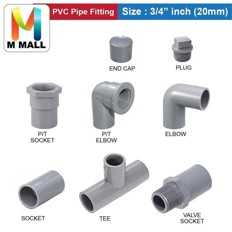 M MALL 3/4 inch (20MM) PVC Grey Pipe Fitting Socket -1pcs / (18TPI ...