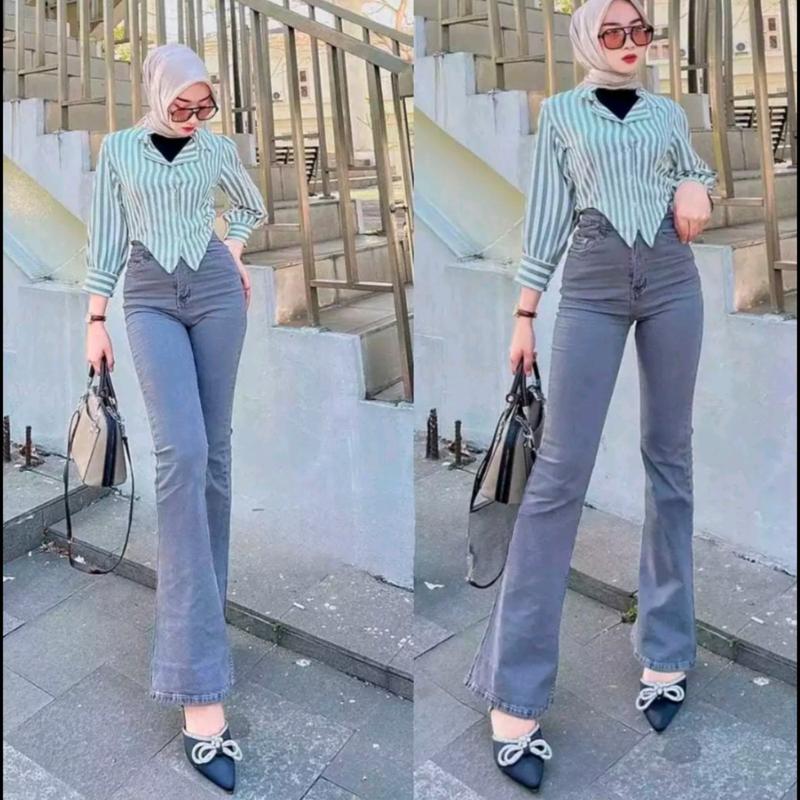 Highwaist jeans cutbray wanita kekinian cutbray jeans wanita - Shop ...