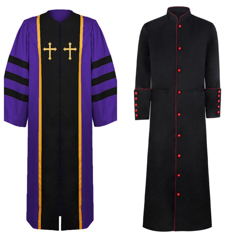 Medieval Men’s Pastor Gown Catholic Clergy Pulpit Robe Christian ...
