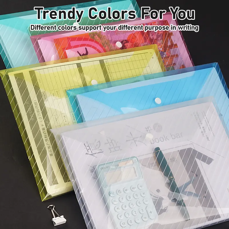 50 Pcs A4 Transparent Envelope Folder Clear Snap Button File Case ...